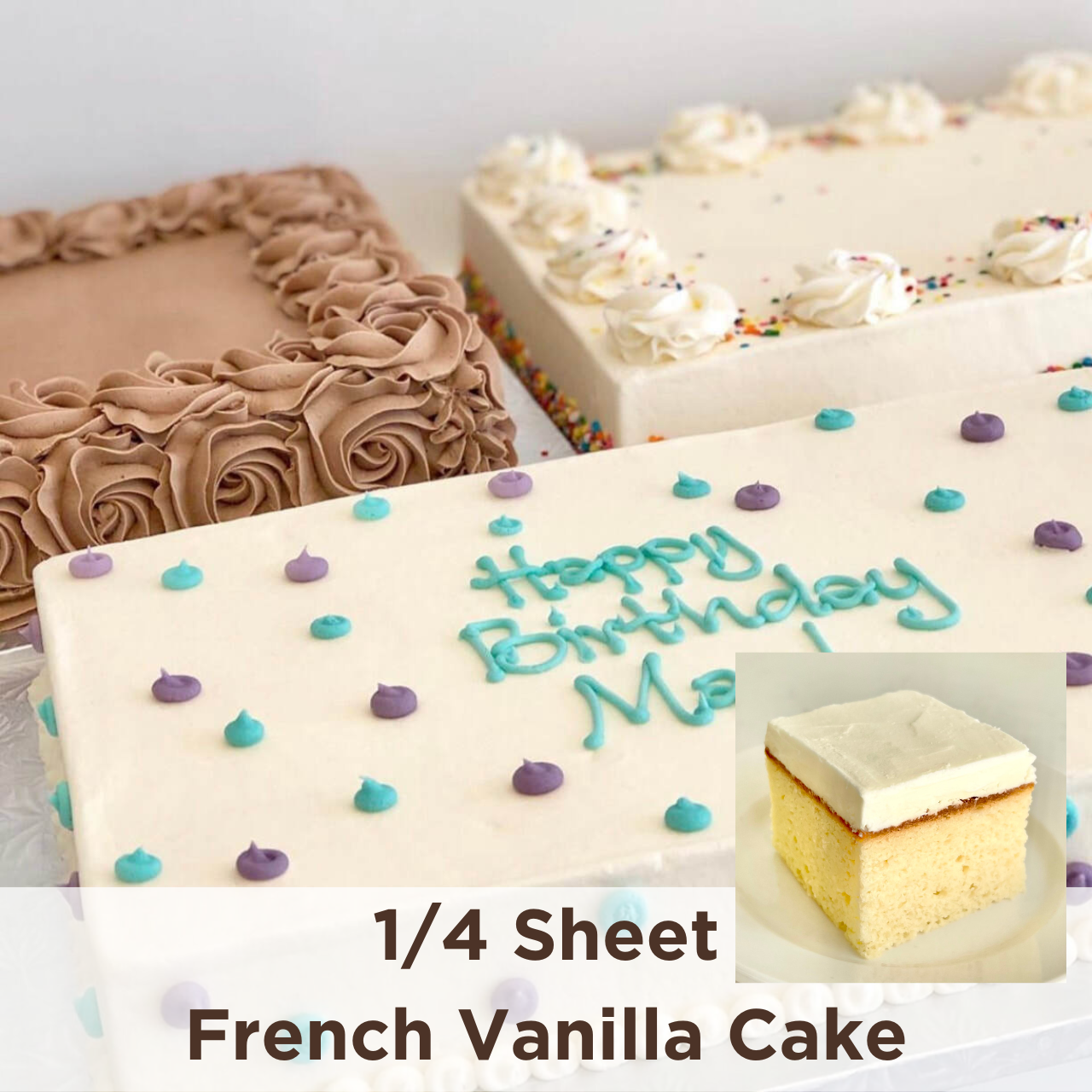 Sheet Cake - 1/4 Sheet French Vanilla (9x13) | The Cakery Bakery