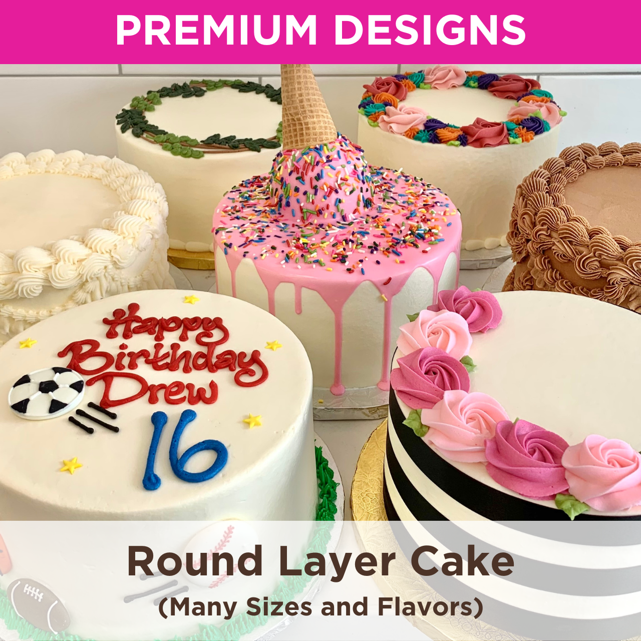 Premium Designs Round Layer Cake (many sizes and flavors) | The Cakery ...