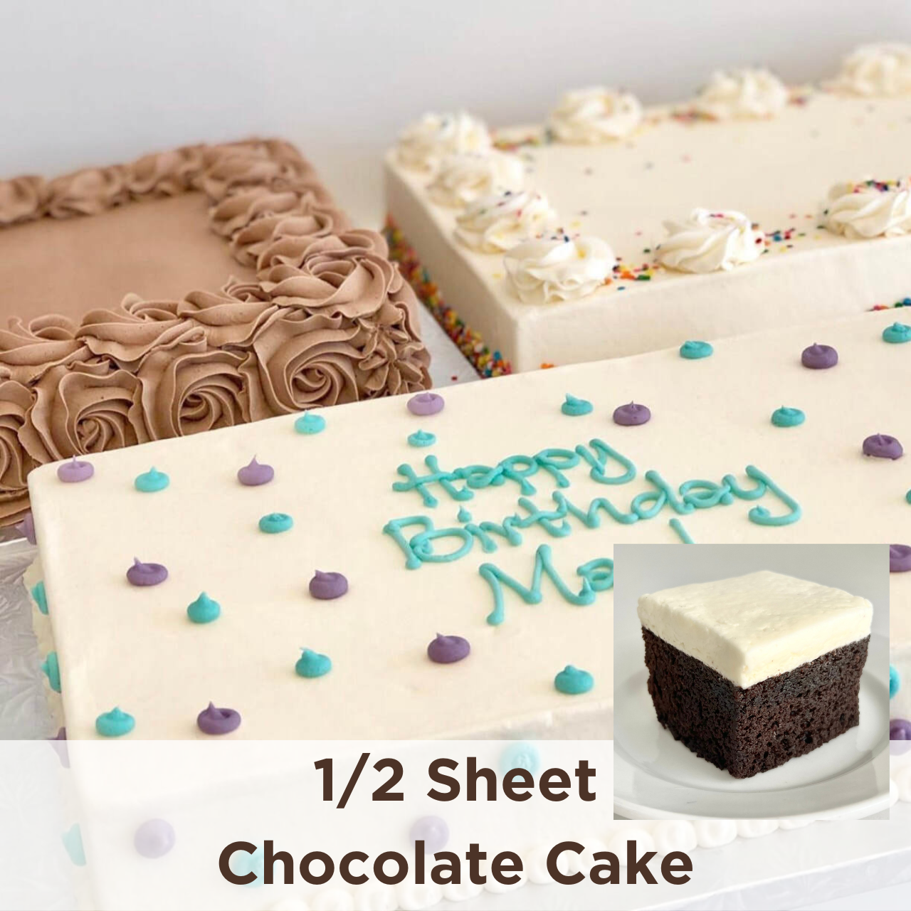 Sheet Cake - 1/2 Sheet Chocolate (12x16) | The Cakery Bakery
